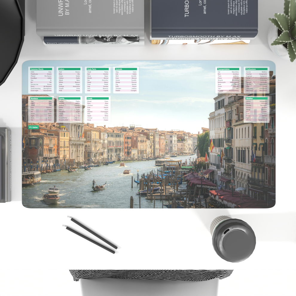 XXL Italian Desk Mat – 100 Essential Italian Words & Phrases for Easy ...